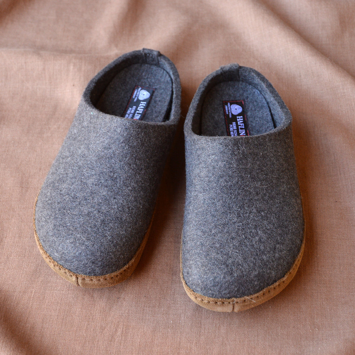 Unisex Wool Felt Slippers with Leather Sole by Haflinger at Woollykins